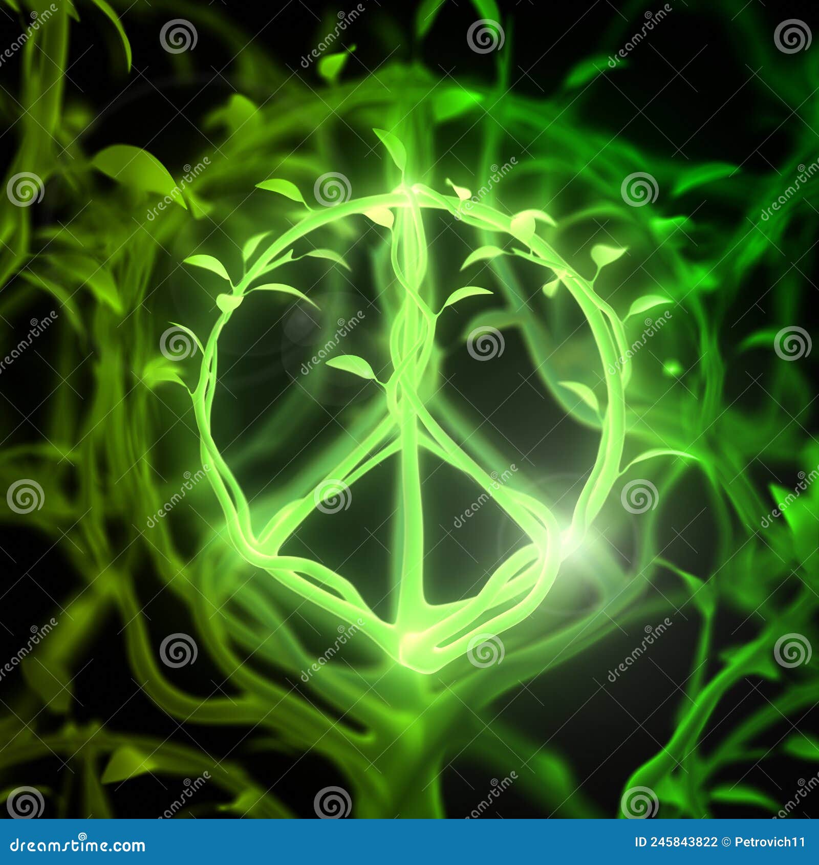 Symbol of Peace and Plants. Stock Illustration - Illustration of cross ...