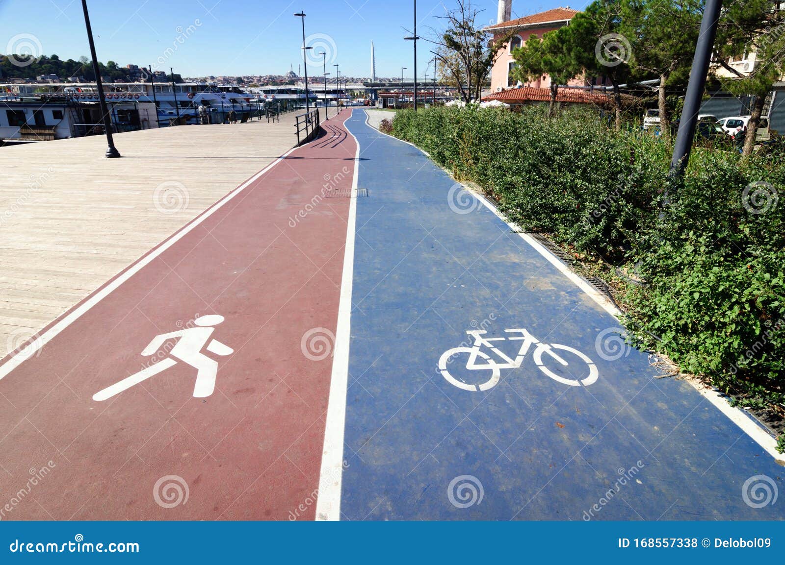 Symbol of Pedestrian and Bicycle Paths, Istanbul. Stock Photo - Image ...