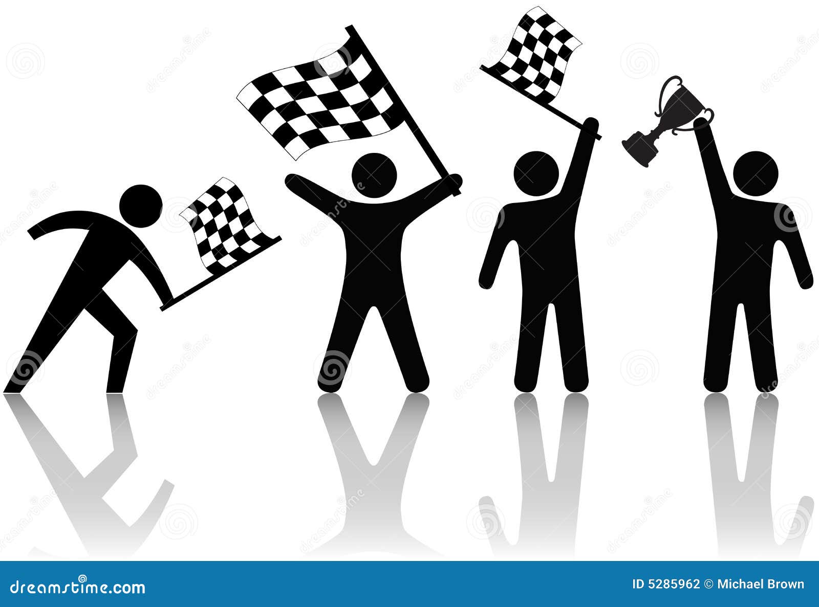 Symbol People Wave Checkered Flag Trophy Stock Vector - Illustration of ...