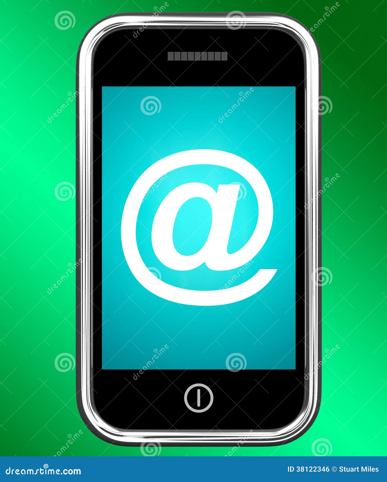 At Symbol on Phone Shows @ at-Sign Email Stock Illustration ...
