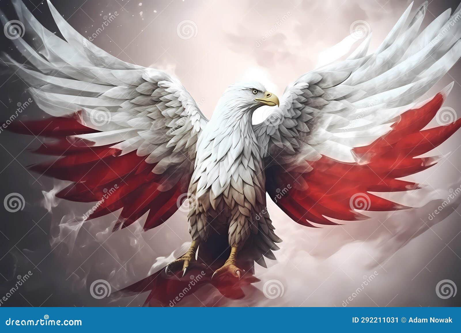 Symbol of Poland, White Eagle and Colors of the Polish Flag. White and ...