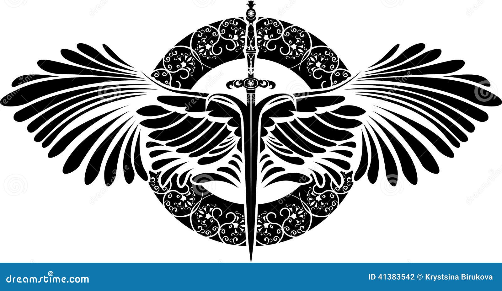 Symbol of Protection, Sword with Wings Stock Vector - Illustration of ...