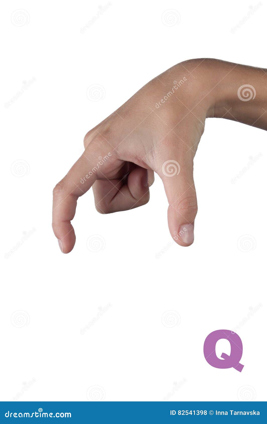 Symbol Q in Gesture Language. Letter Made by Human Hand on White Stock ...