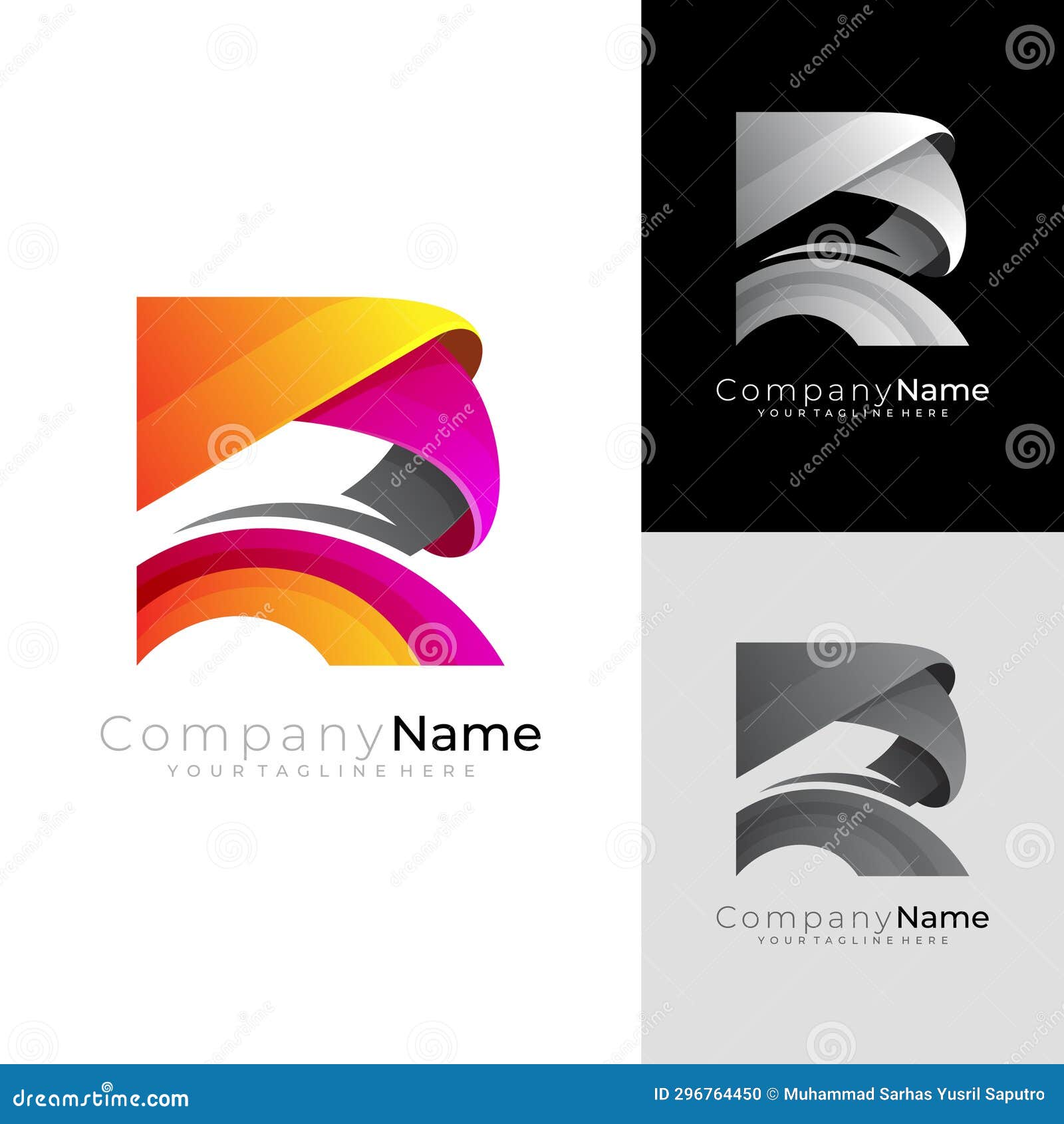 Symbol R Logo Design Illustration, 3d Colorful Style Stock Vector ...