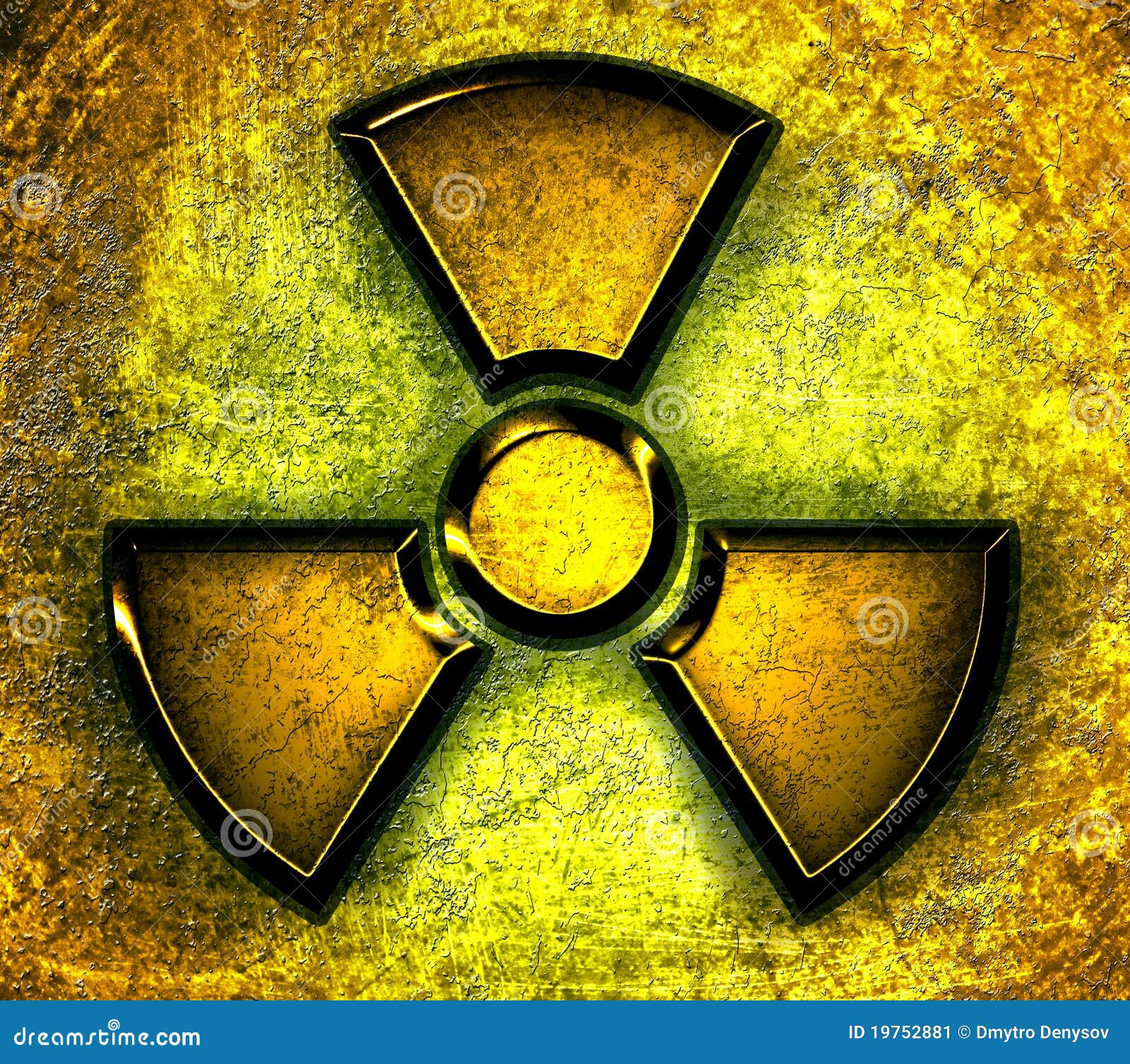 Symbol Of Radiation On Background Of Cooling Tower Stock Image ...