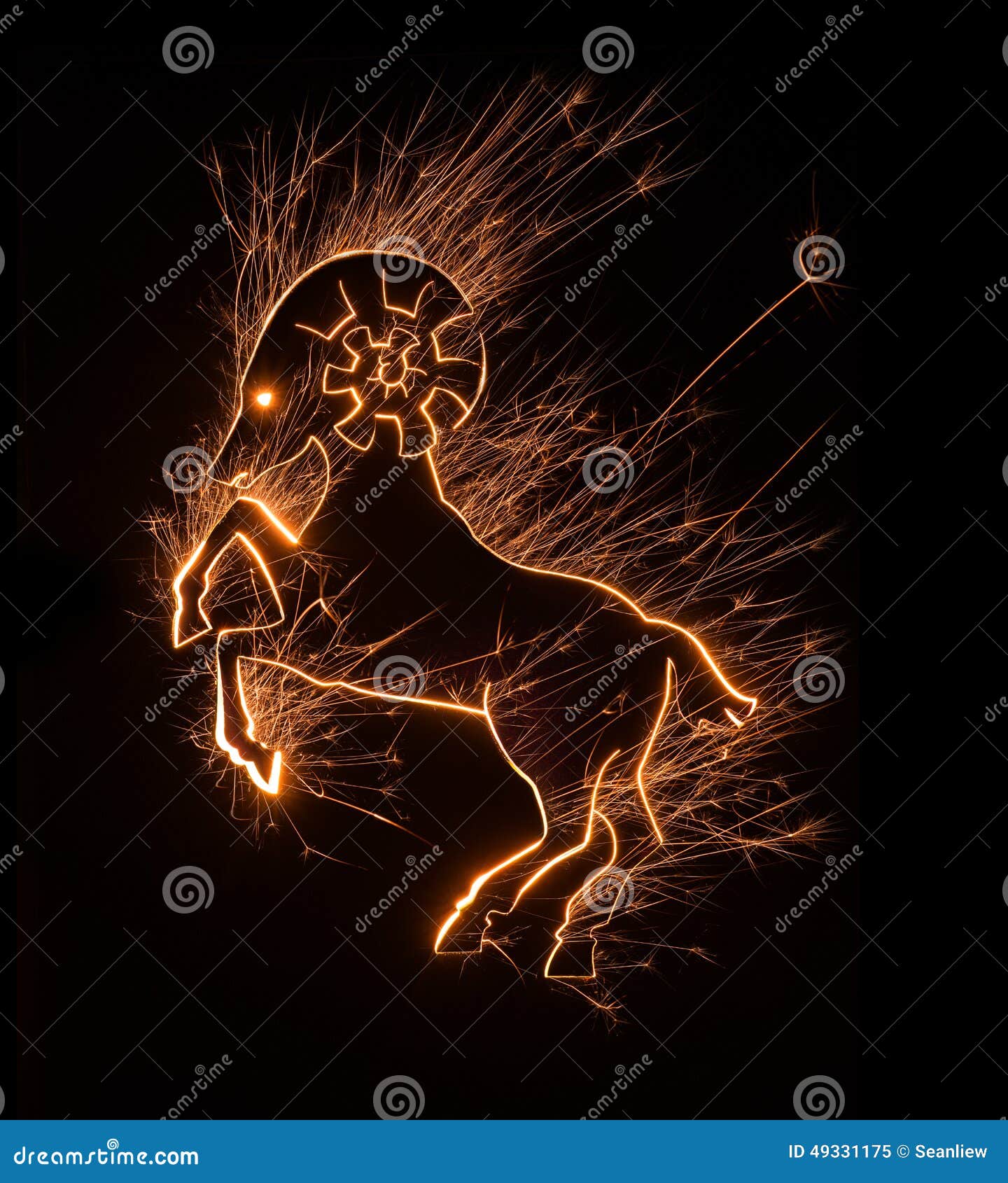 A Symbol of Ram Zodiac Sign in Sparkly Design Stock Image - Image of ...