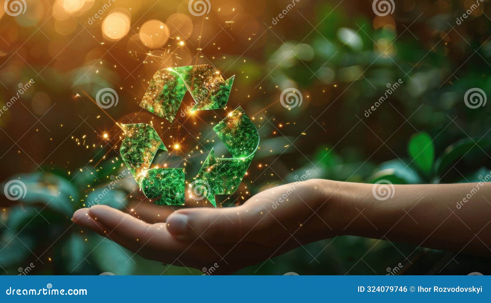 Symbol of Recycling and Ecological Recycling. Human Hand Touching ...