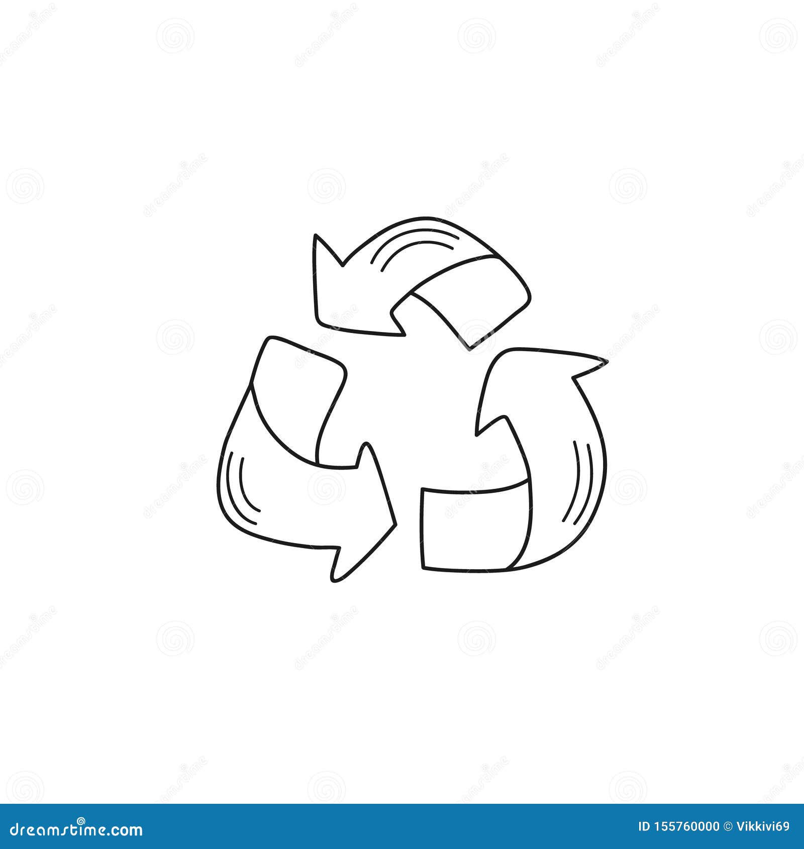 Symbol of Recycling Waste. Vector Line Illustration in Doodle Style ...