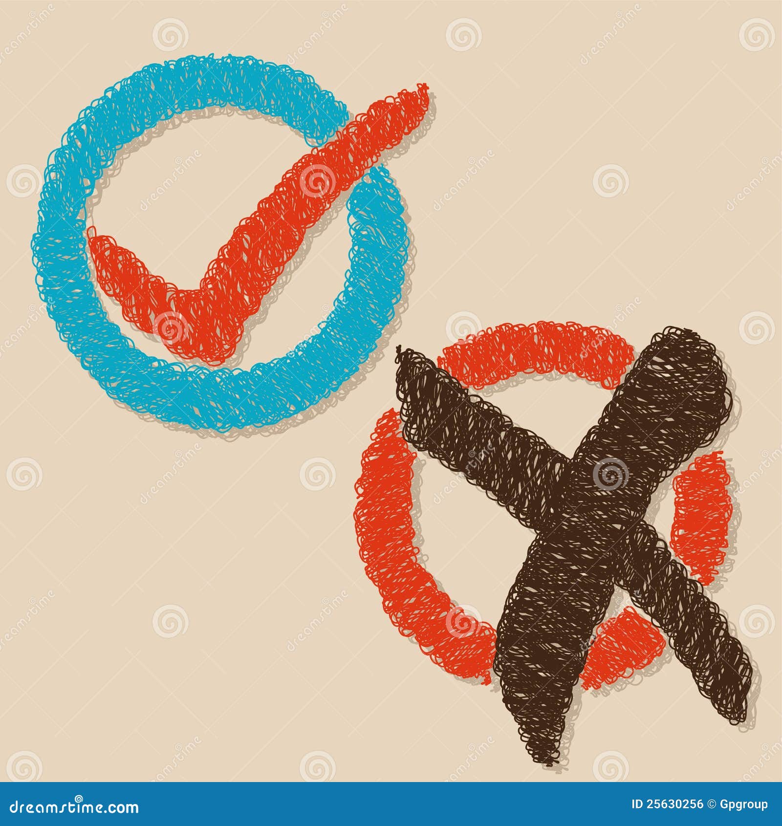 Symbol of right and wrong stock vector. Illustration of vector - 25630256