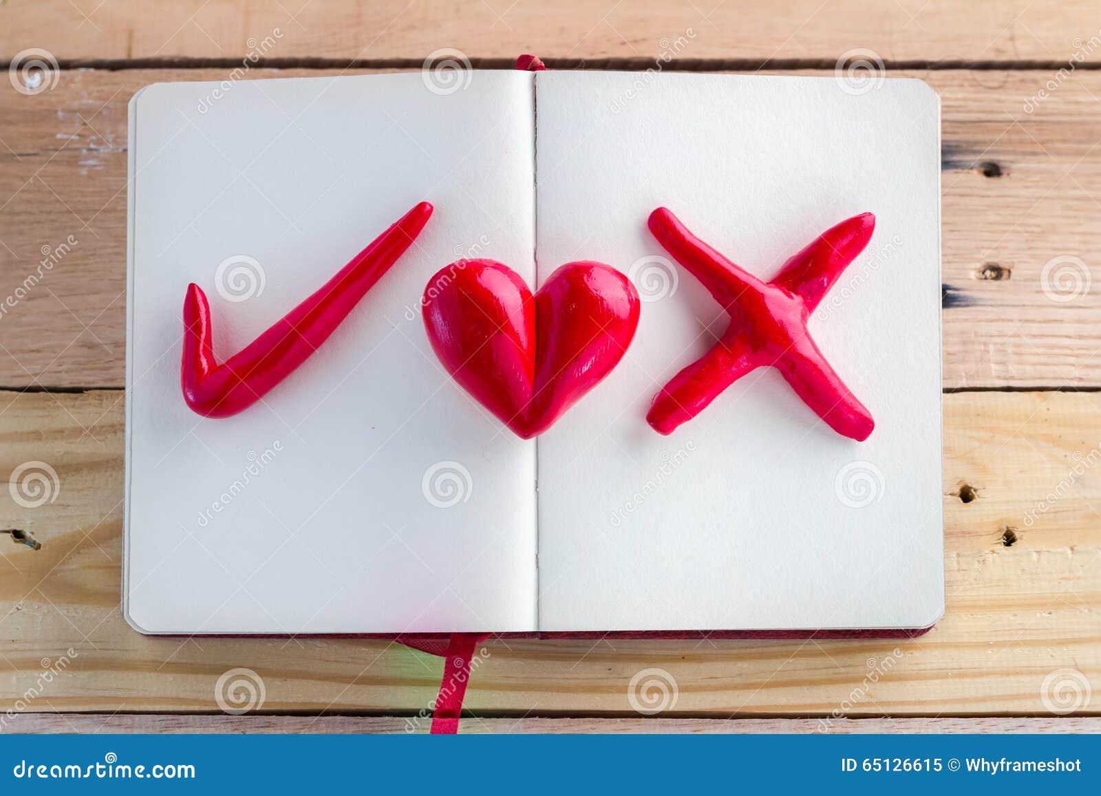 Symbol of Right Wrong and Heart Red Color on Notebook Stock Image ...