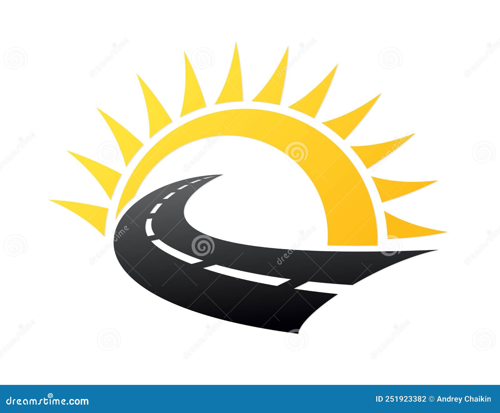 Symbol of road with sun. stock vector. Illustration of street - 251923382