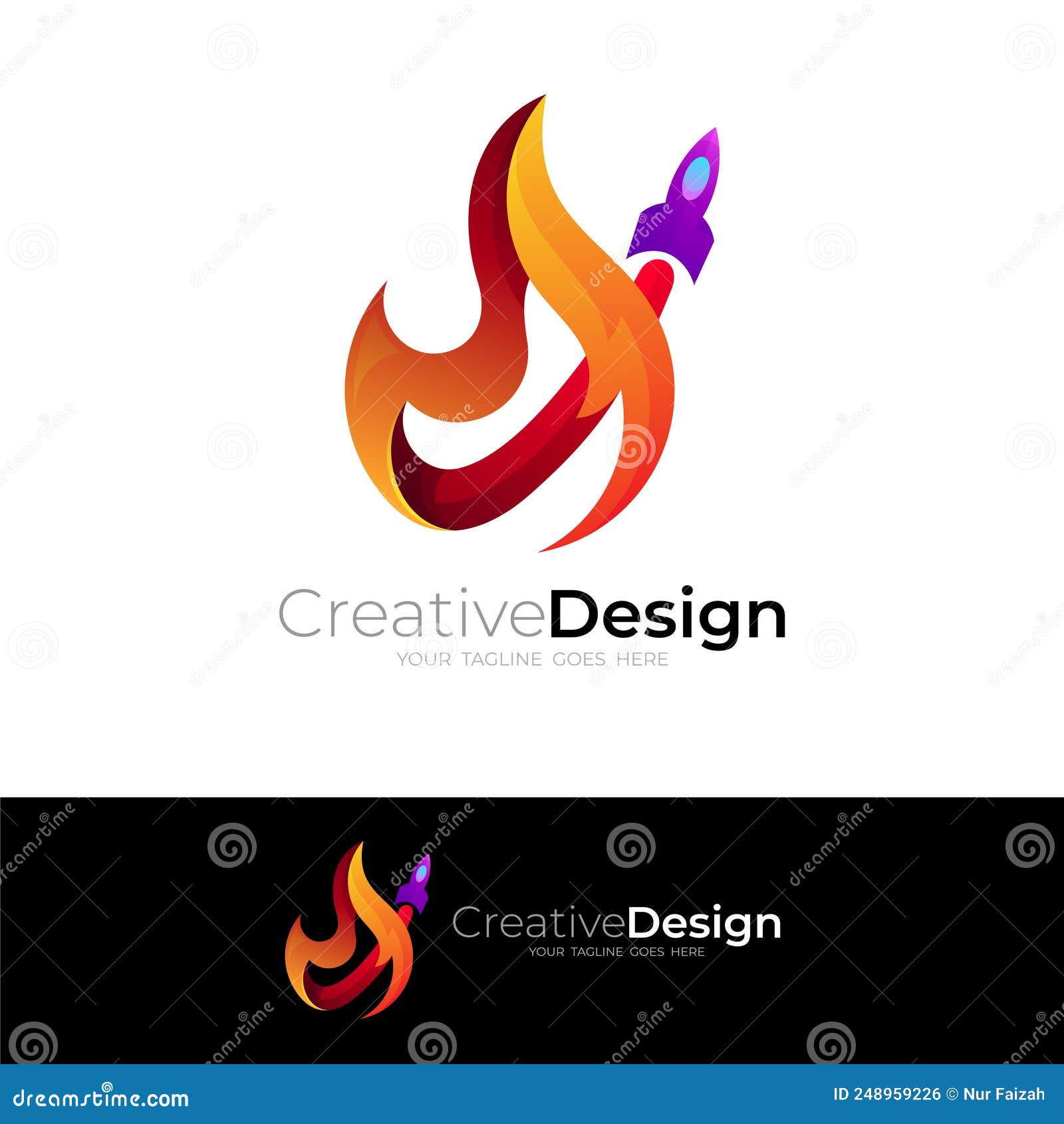 Symbol Rocket Logo and Fire Design Illustration, Red Logos Stock Vector ...