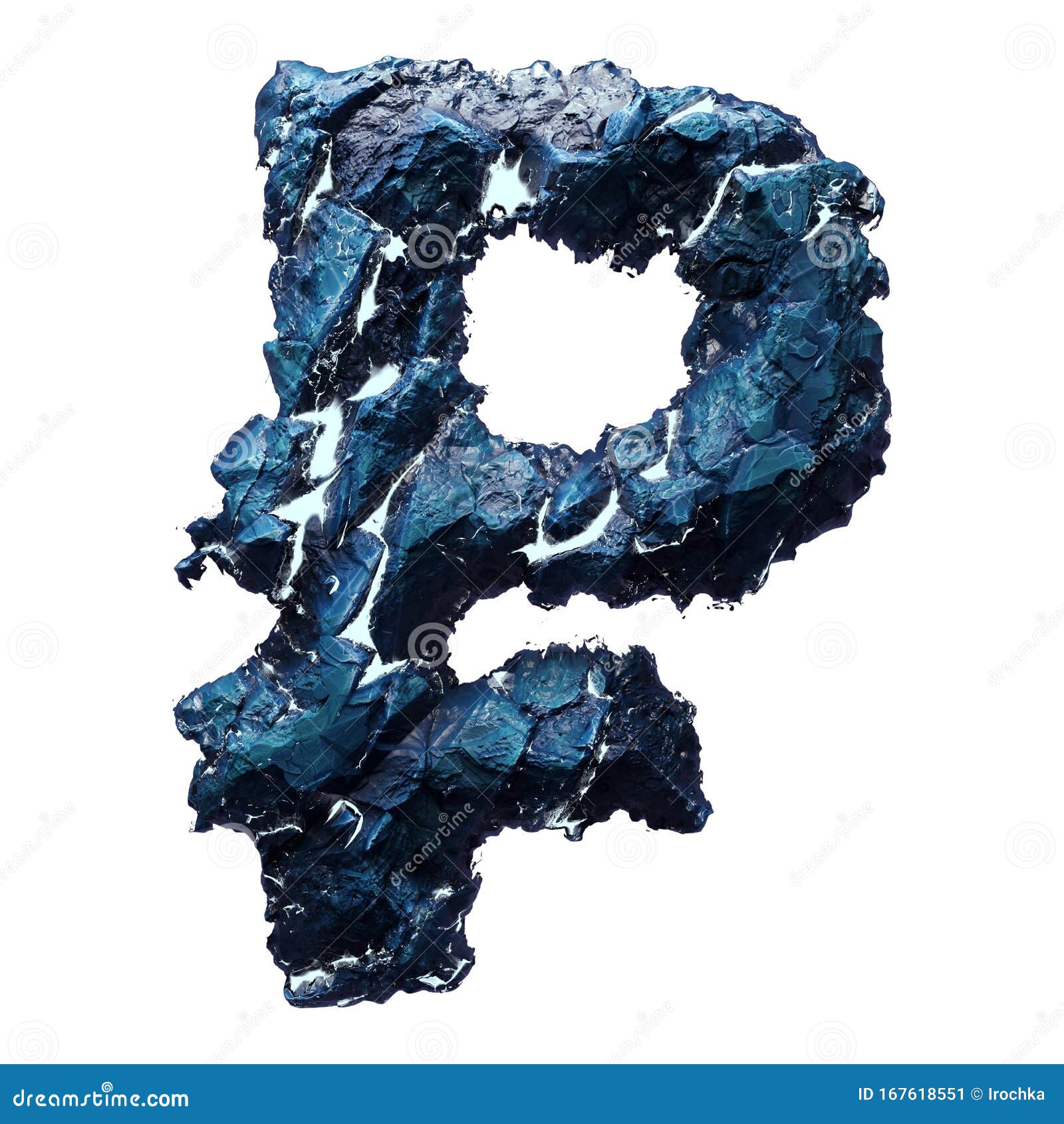 Symbol Rouble Made of Ice Isolated on White Background. 3d Stock ...