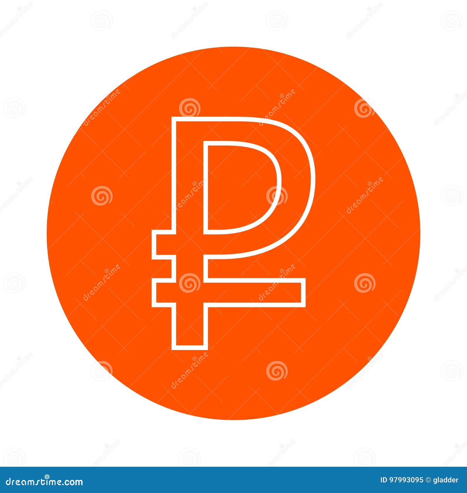 Symbol of the Russian Ruble, Round Linear Icon, Flat Style Stock Illustration - Illustration of ...