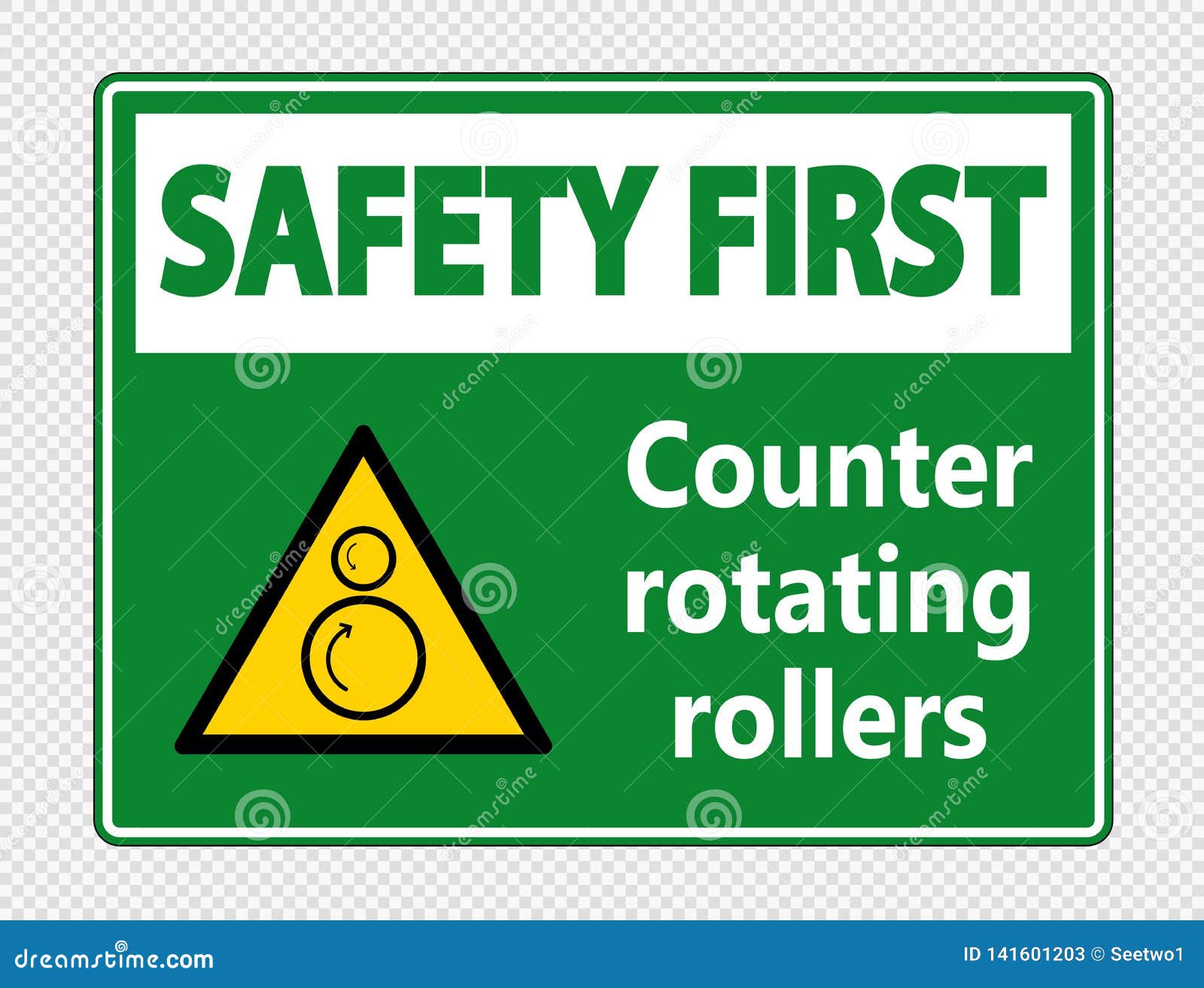Symbol Safety First Counter Rotating Rollers Sign on Transparent ... Symbol Safety First Counter Rotating Rollers Sign on Transparent ...