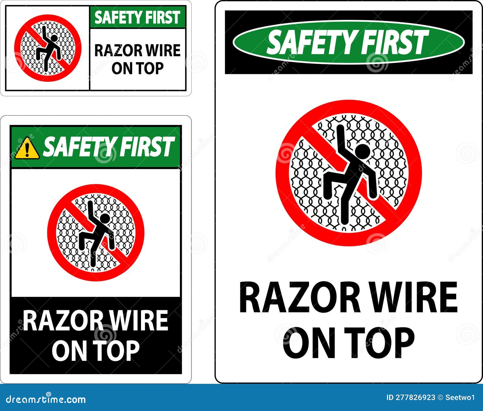 Symbol Safety First Sign Razor Wire on Top Stock Vector - Illustration ...