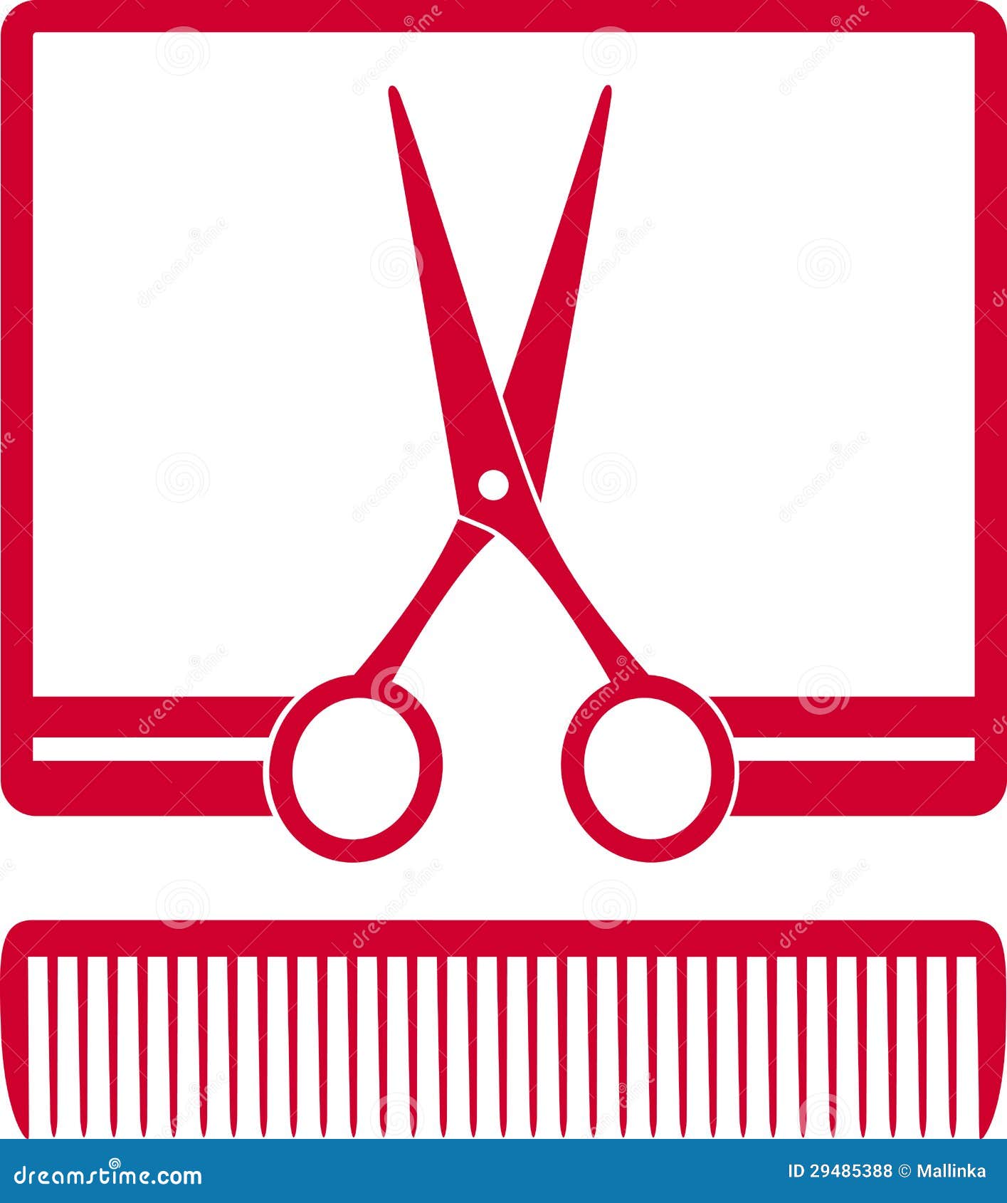 Symbol with Scissors and Comb in Frame Stock Vector - Illustration of ...