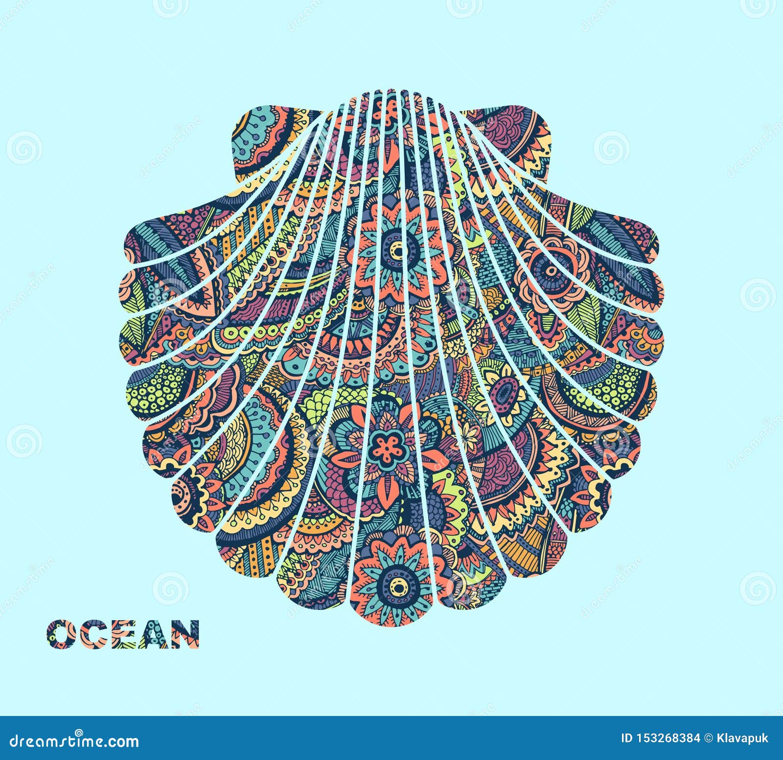 The Symbol of the Sea. Abstract Sketches in the Shape of a Shell Stock ...