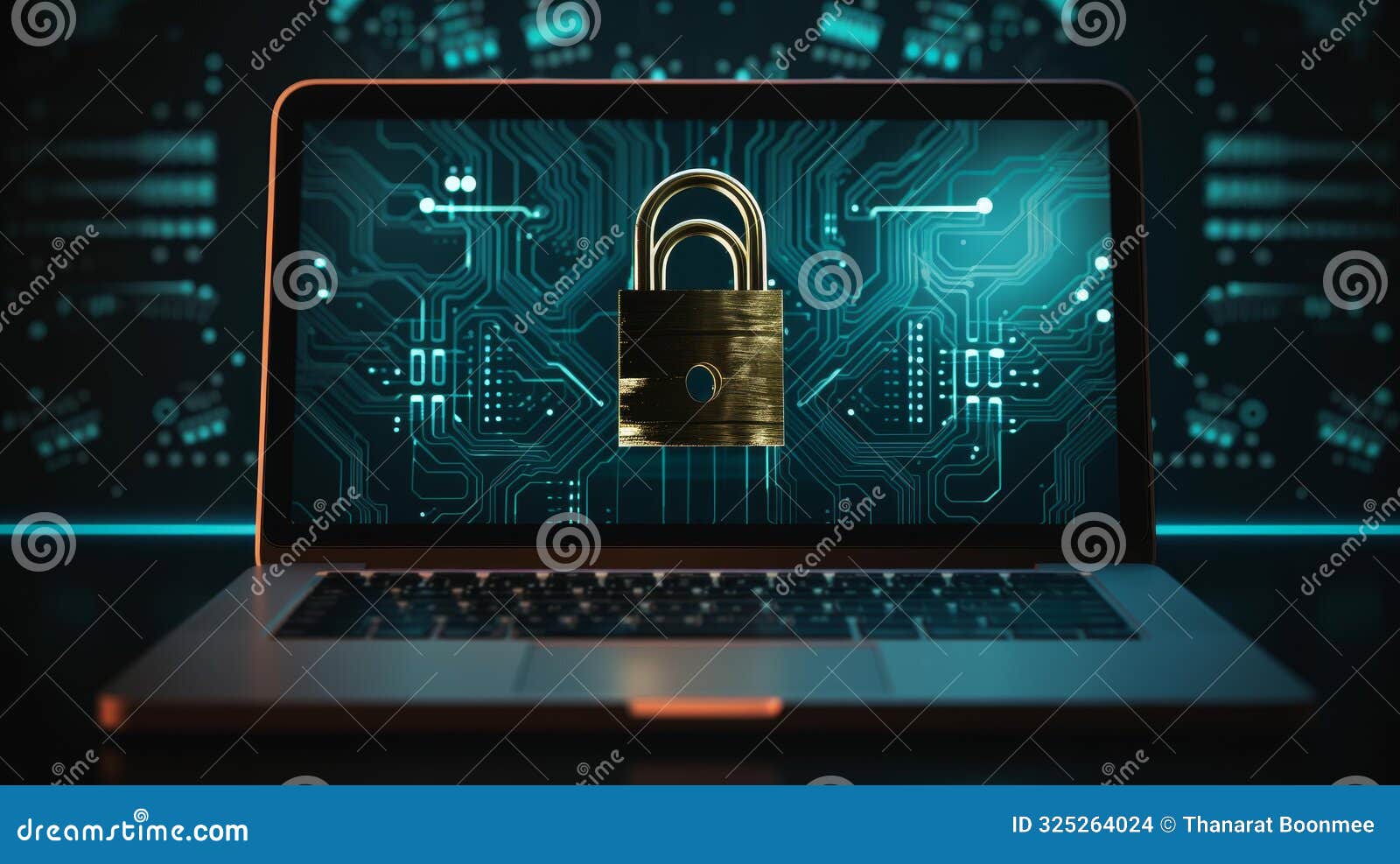 Symbol of Security a Lock Icon on the Computer Screen Ensures Your ...