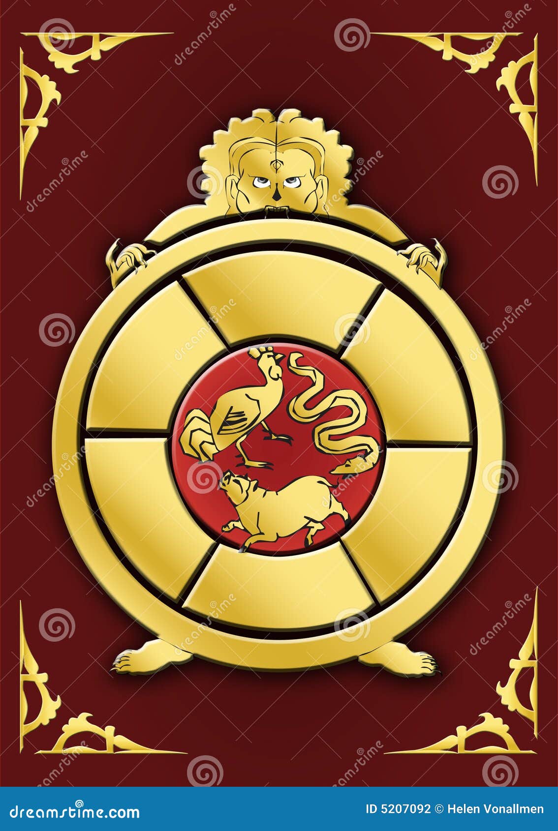 Bouddhist Symbol-Golden Samsara Wheel Stock Illustration - Illustration ...