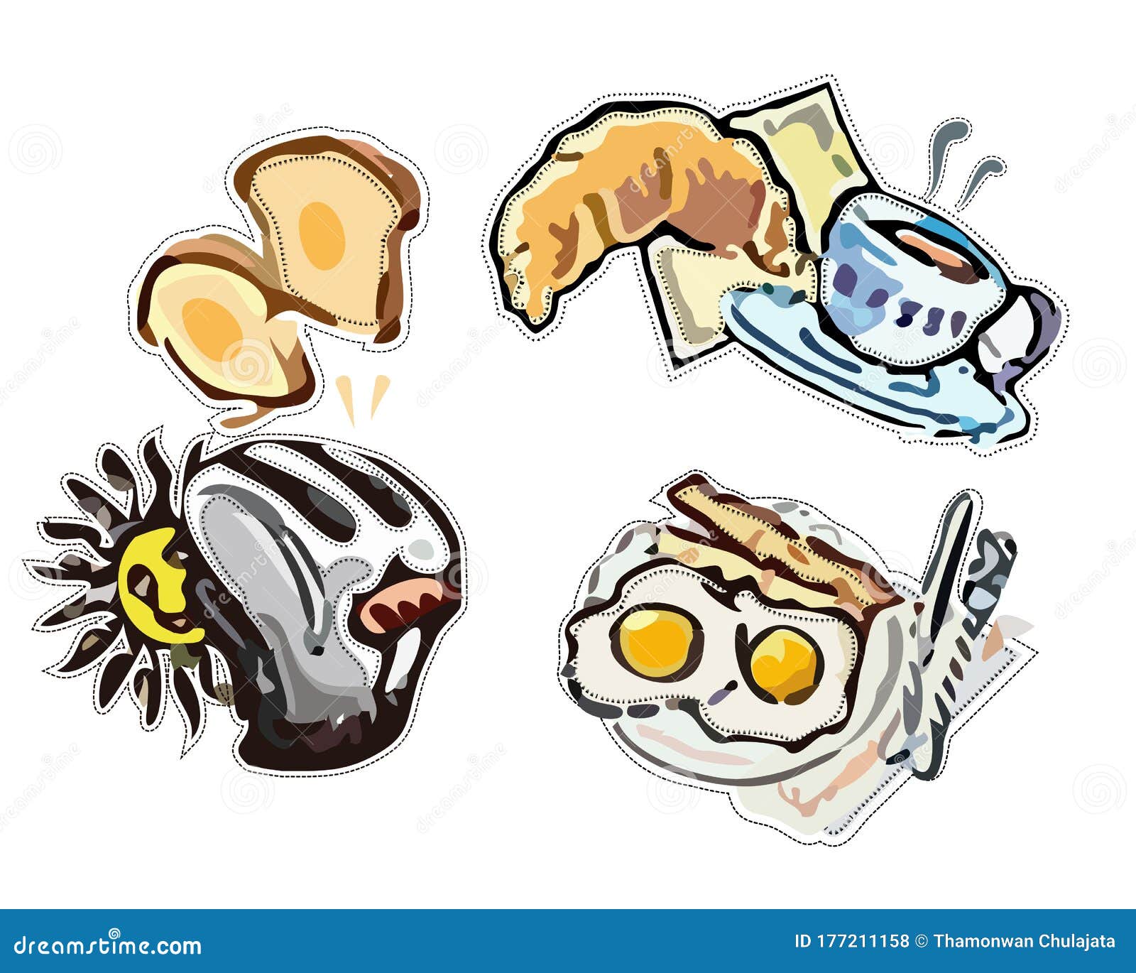 Symbol Set of the Breakfast Stock Vector - Illustration of restaurant ...