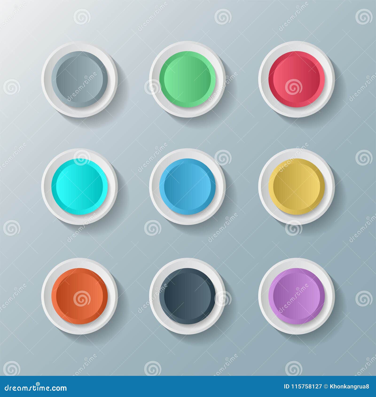 Symbol Set of Round Buttons.vector Illustrator Stock Vector ...
