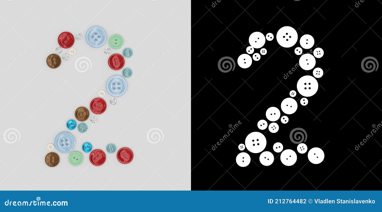 Symbol 2 of Sewing Buttons. 3D Visualization. 3D Render Stock ...