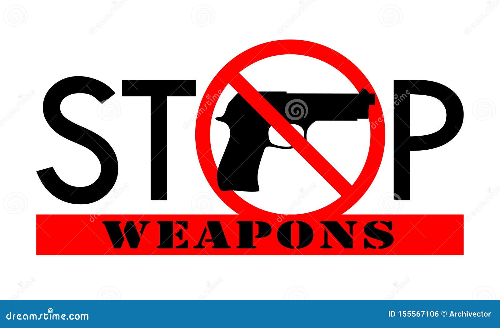 Symbol or Sign Stop Weapons Stock Vector - Illustration of black ...