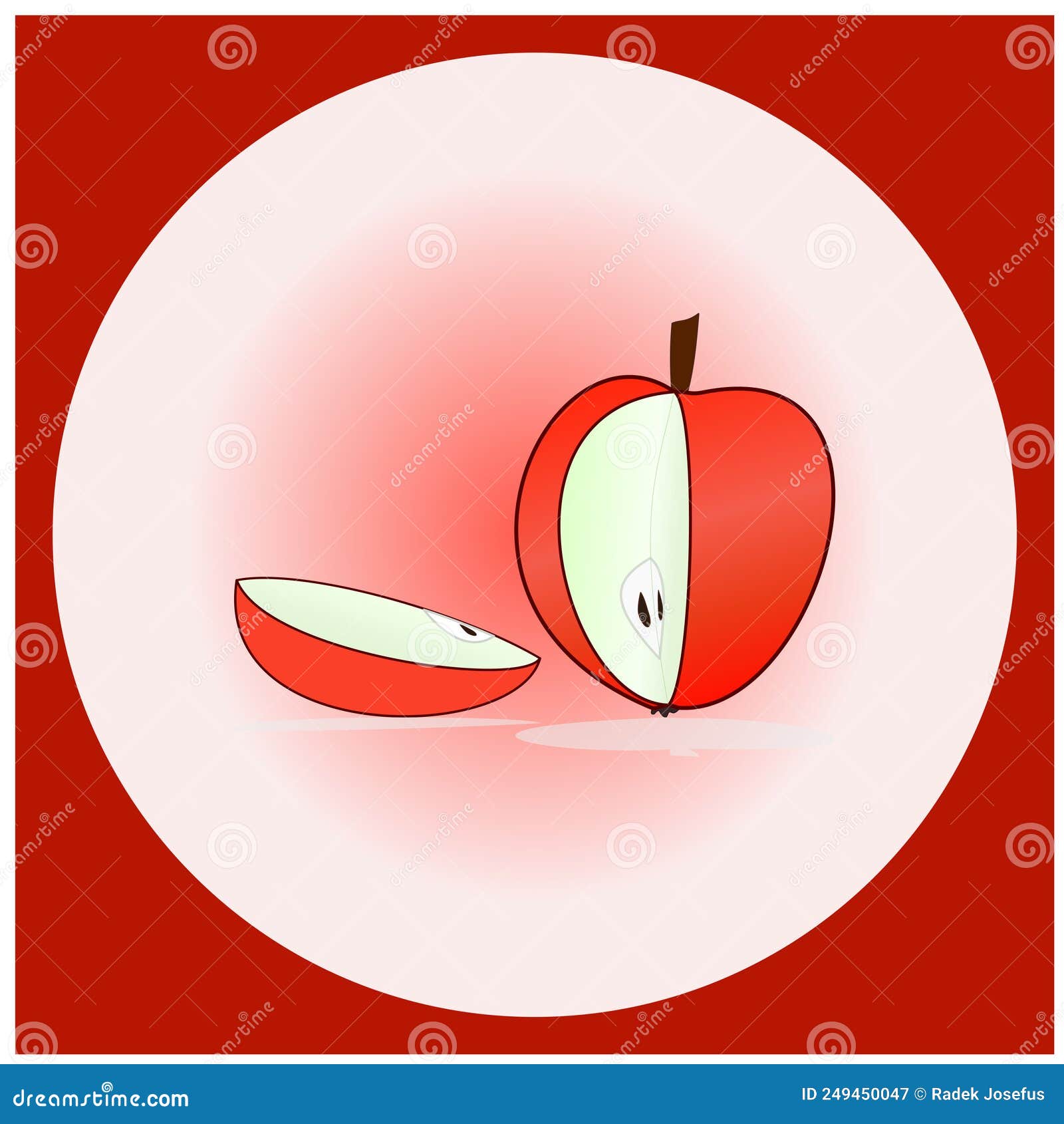 Symbol of a Sliced Red Apple in a Red Square Frame Stock Vector ...
