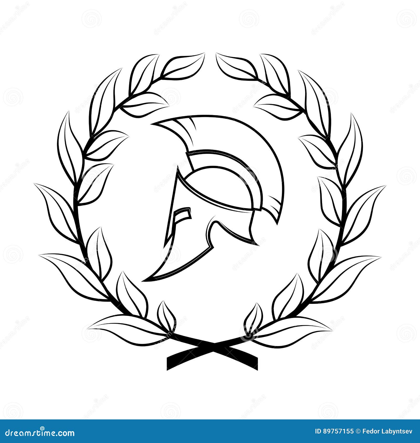 Symbol A Spartan Helmet In A Laurel Wreath. Cartoon Vector ...