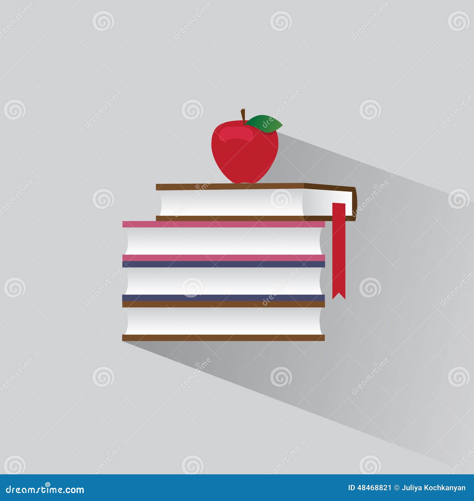 Symbol Stack of Books and Red Apple Stock Vector - Illustration of ...