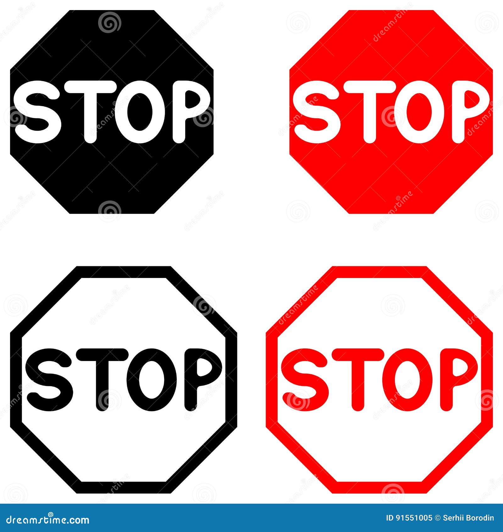 Symbol Stop Black and Red Color. Stock Vector - Illustration of ticket ...