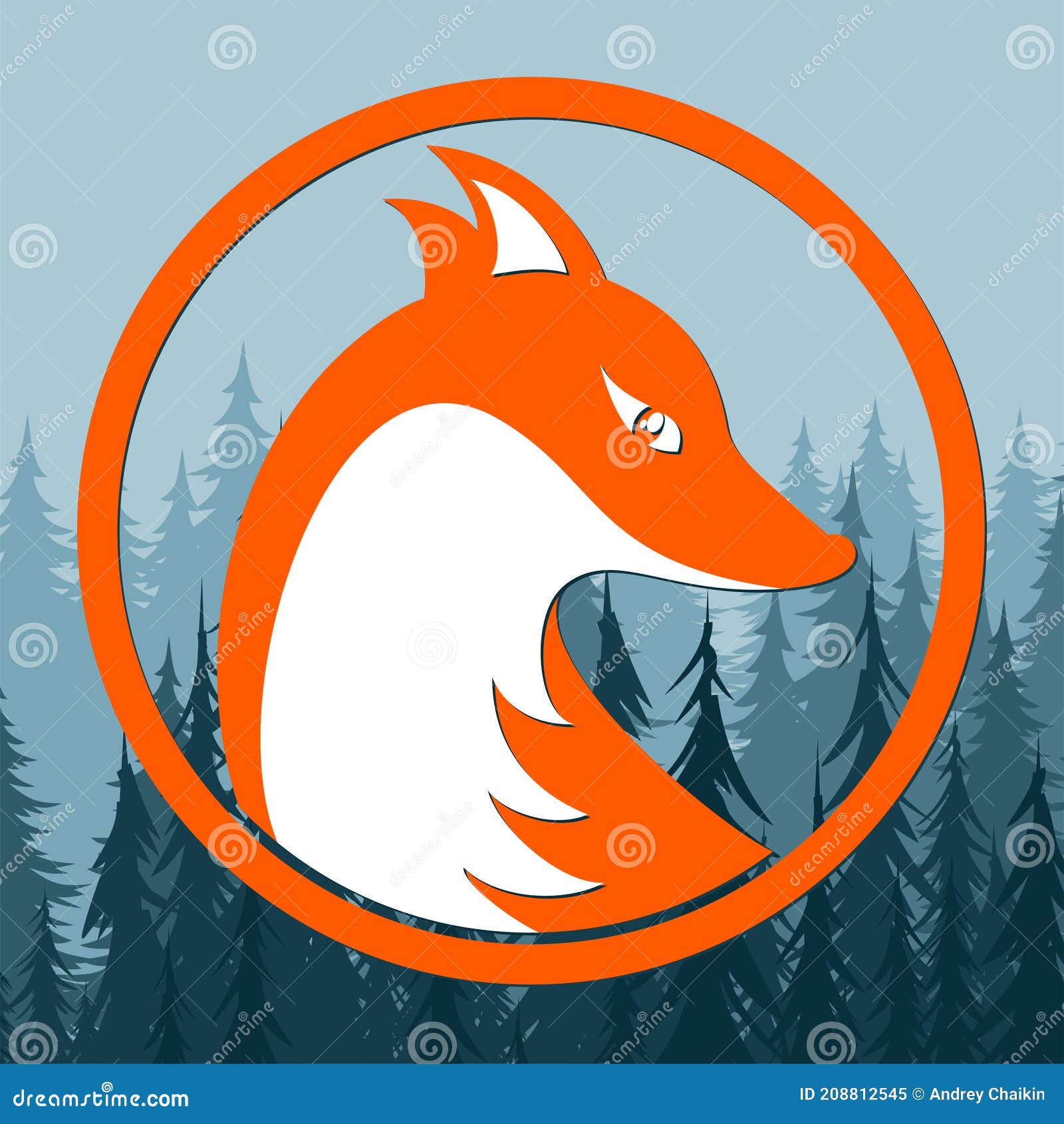 The Symbol of the Stylized Fox with Forest. Stock Illustration ...