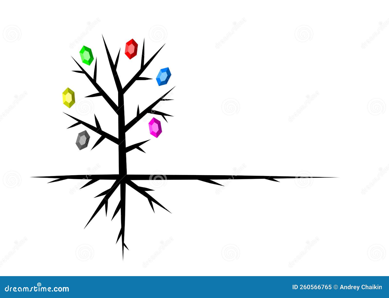 Symbol of a Stylized Tree with Gemstones. Stock Vector - Illustration ...