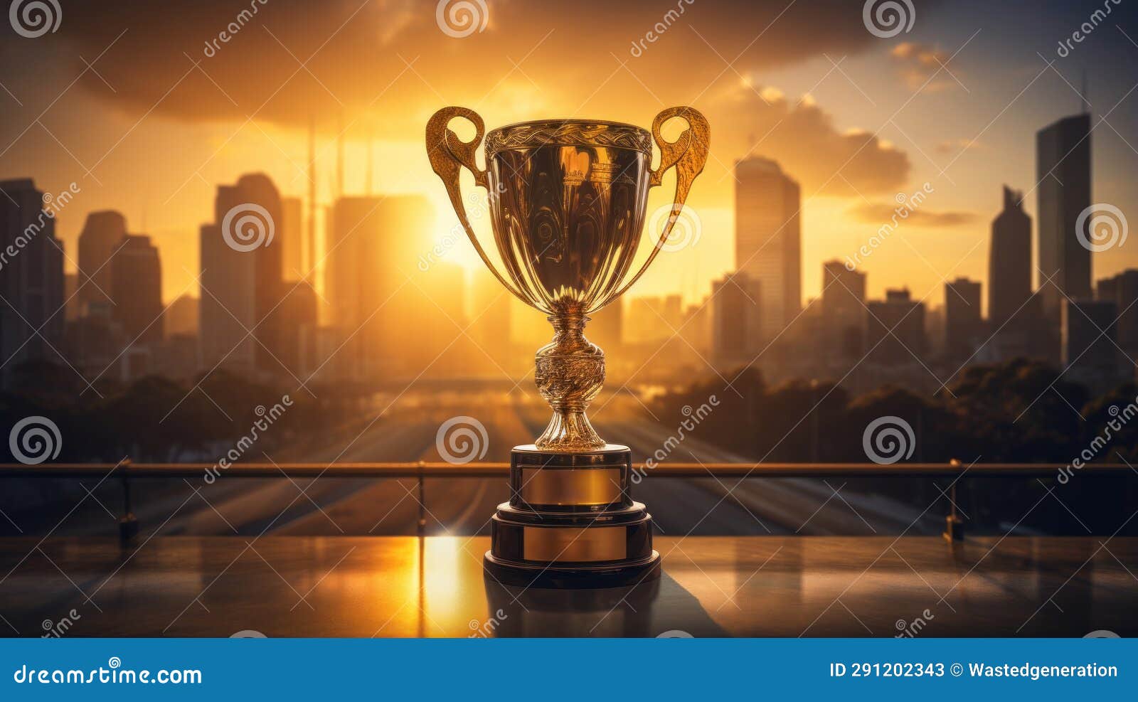 Symbol of Success Golden Trophy Basking in Sunset Glow Stock Image ...