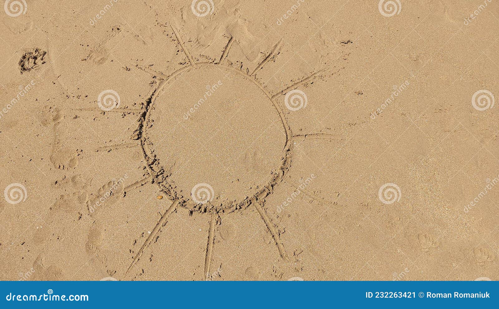 The Symbol of the Sun Drawing on the Sand Stock Image - Image of ...