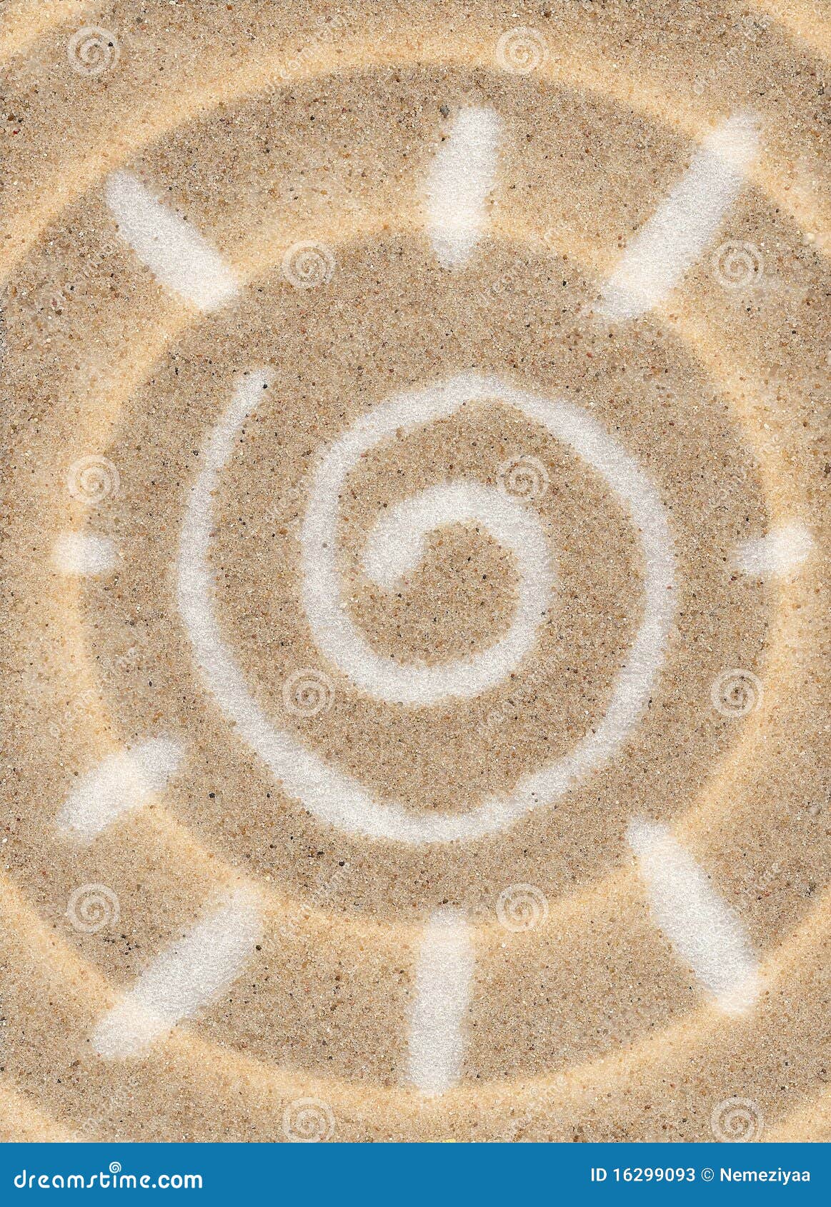 Symbol of sun on the sand stock image. Image of bottom - 16299093