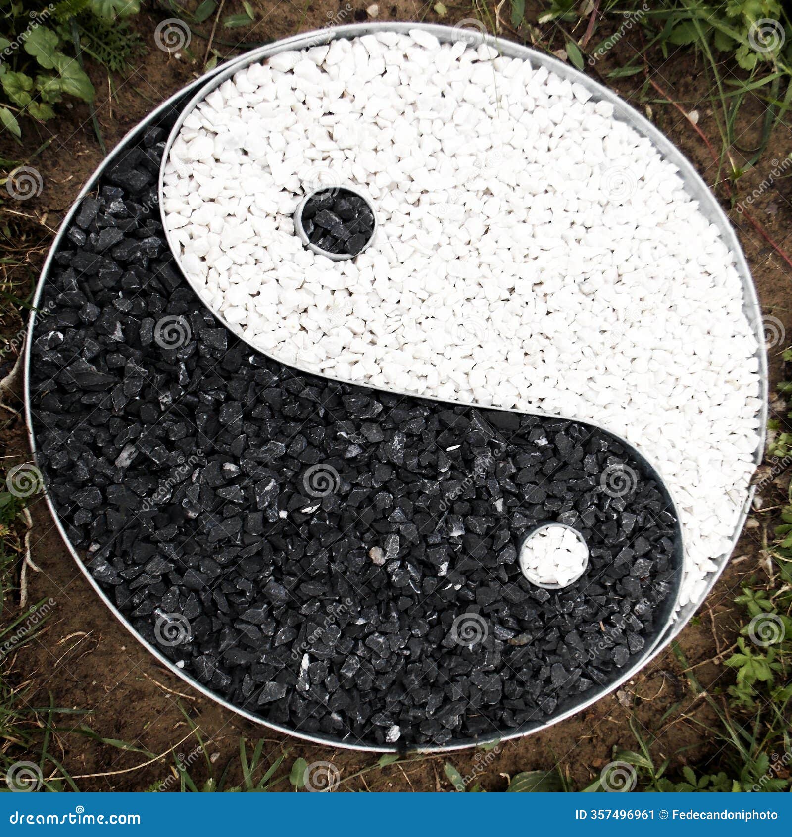 Symbol of Tao Made of Many Black and White Pebbles with Circles ...
