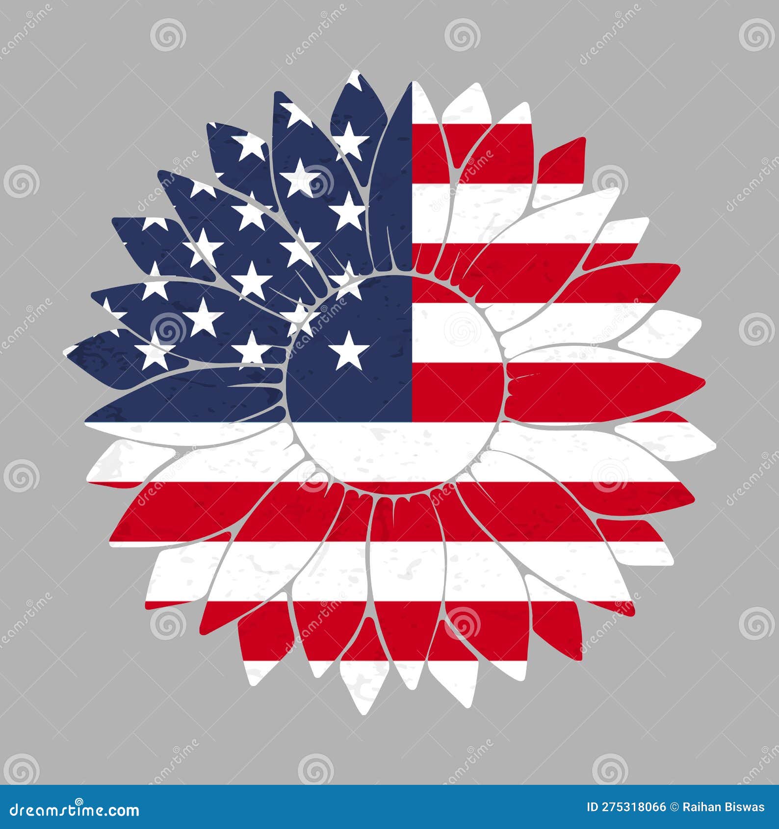 Symbol 4th of July, USA Flag Sunflower Stock Vector - Illustration of flower, independence ...