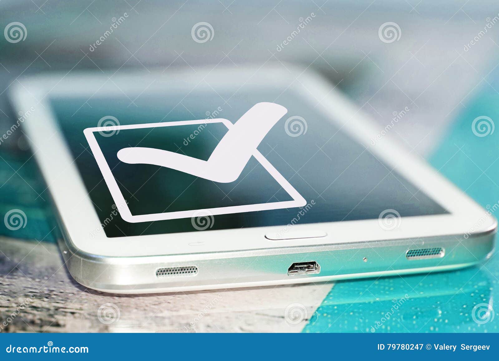 The Symbol of a Tick (Yes) on the Cell Phone Screen Stock Image - Image ...