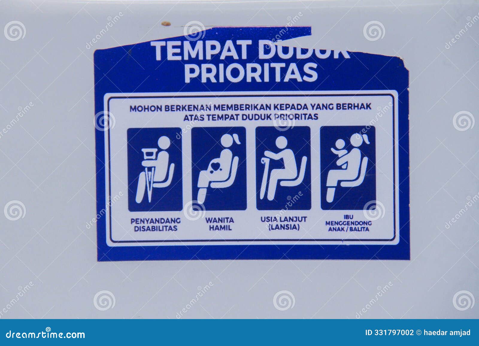 Symbol To Remind Passengers that this is a Priority Seat Stock Photo ...
