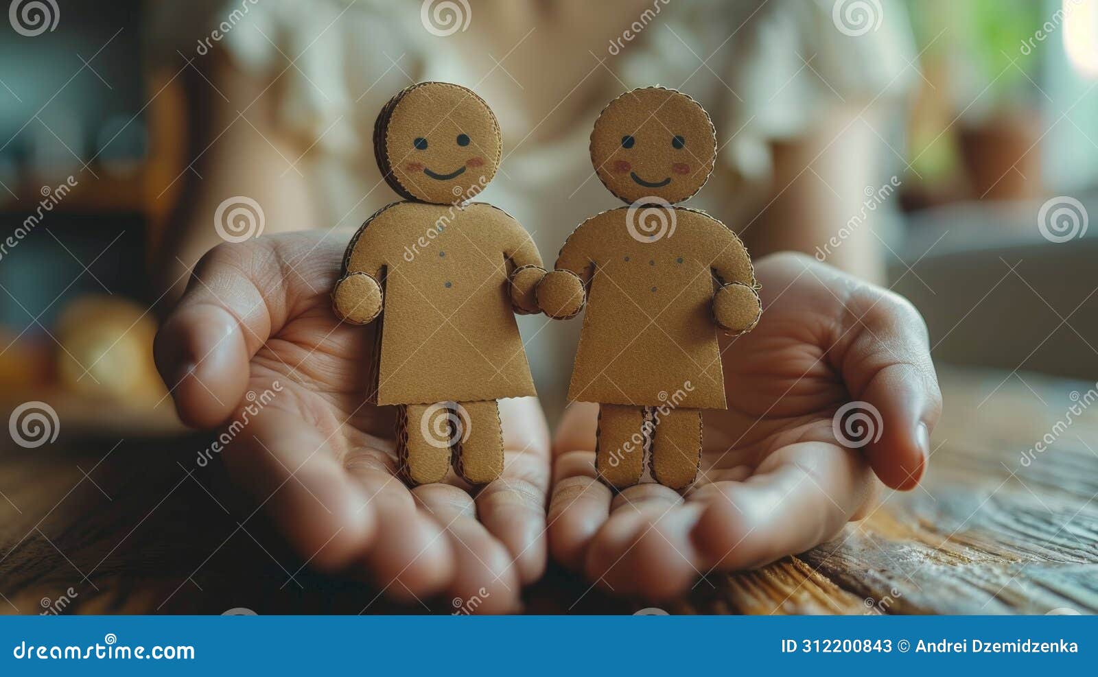 Symbol of Unity and Happiness, Two Cardboard Figures Hugging Each Other ...