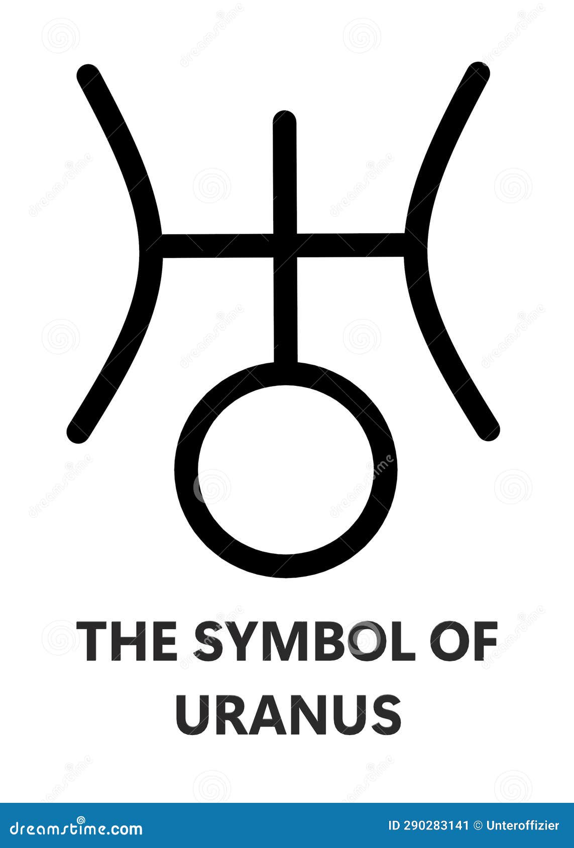 The Symbol of Uranus with Description Words White Backdrop Stock ...