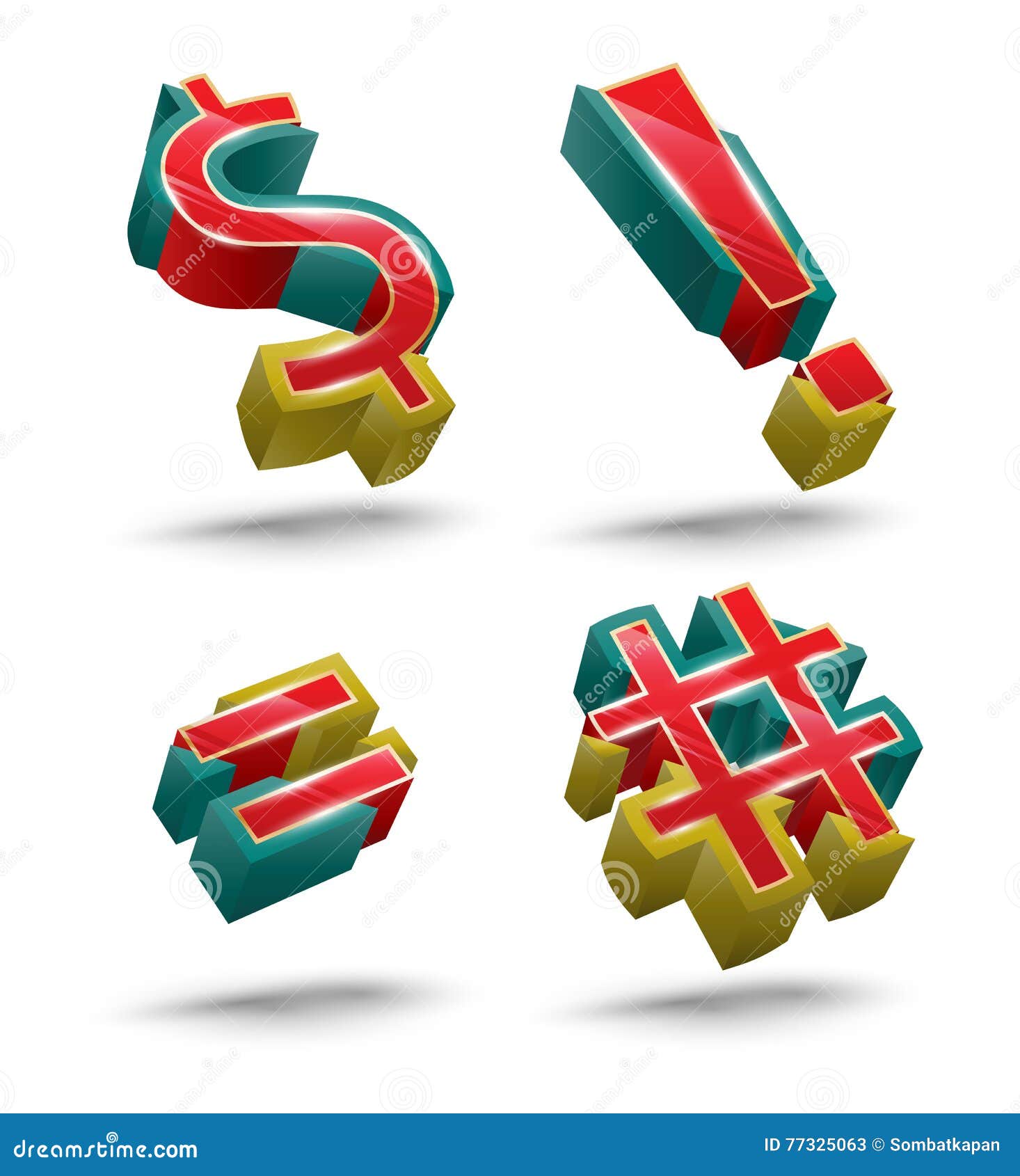Symbol Vector 3D Style Set. Stock Vector - Illustration of vector ...