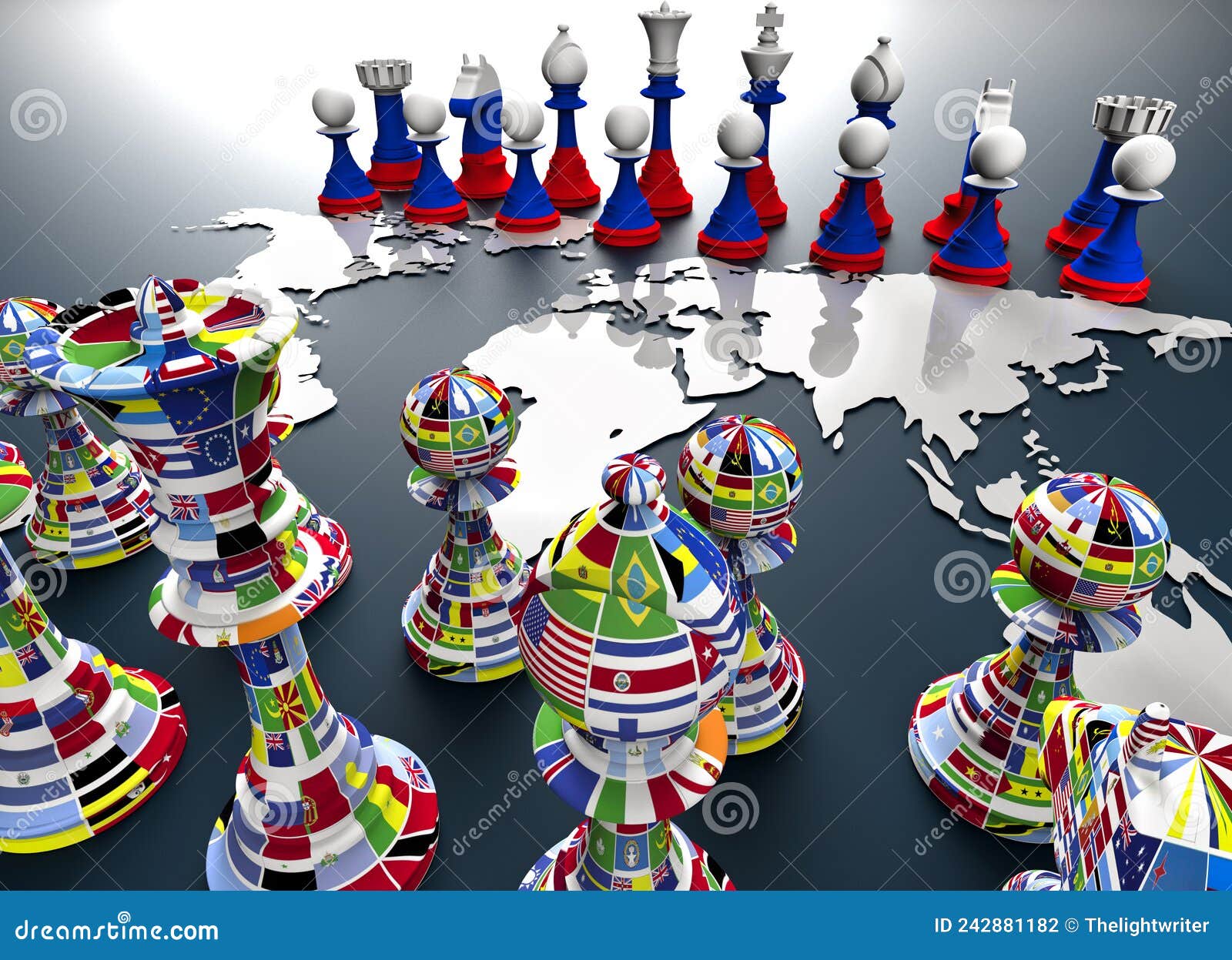 Symbol of War and Geopolitics in the World with Chess Pieces Stock ...