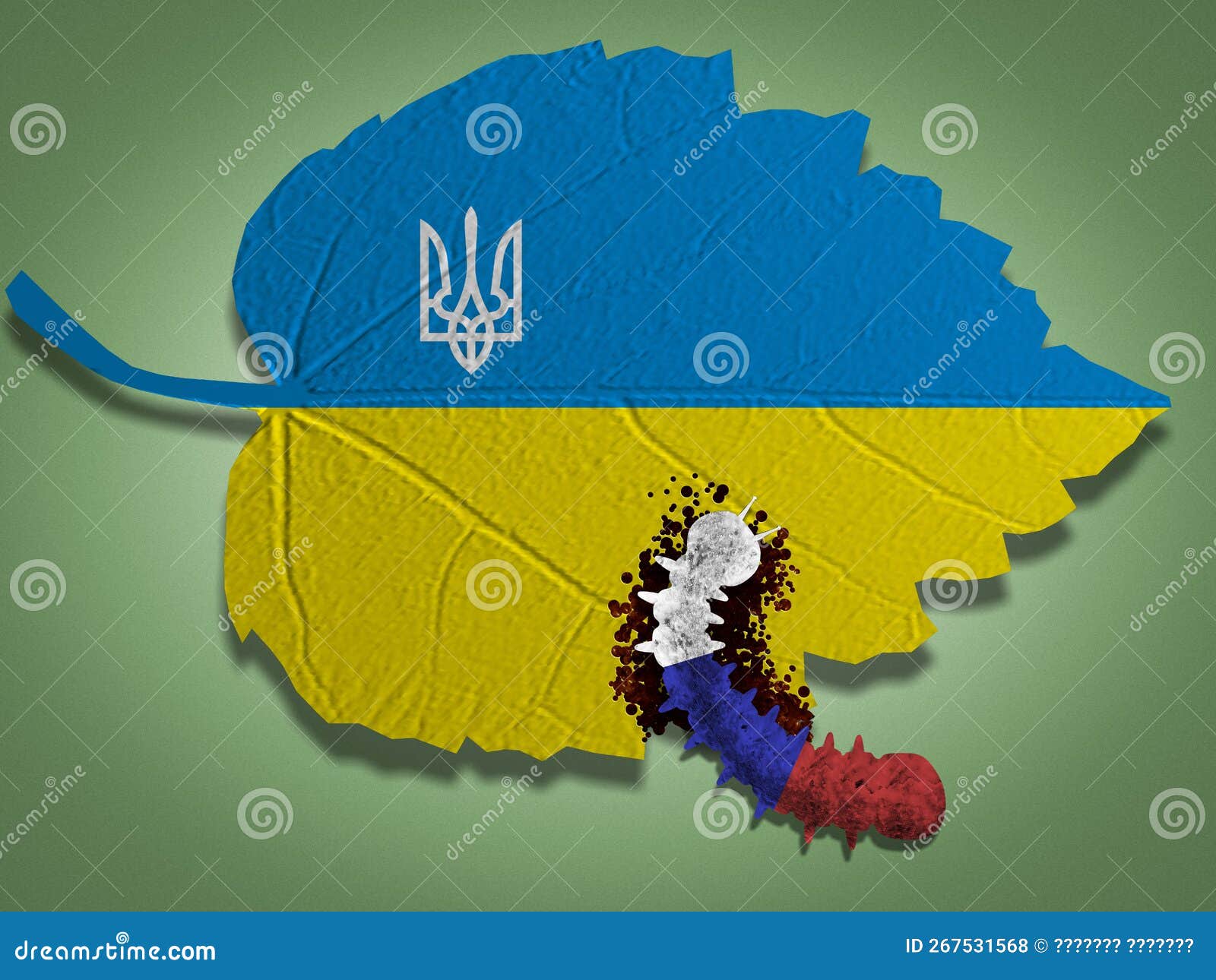 A Symbol of the War in Ukraine. a Leaf Worm with the Texture of the ...