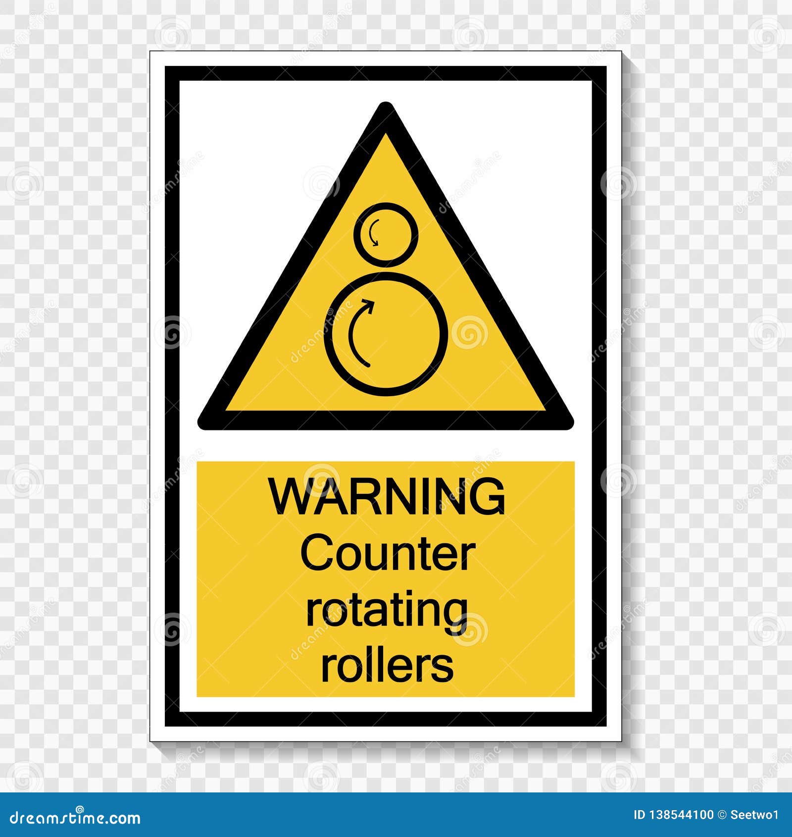 Symbol Warning Counter Rotating Rollers Sign Label On Transparent ...