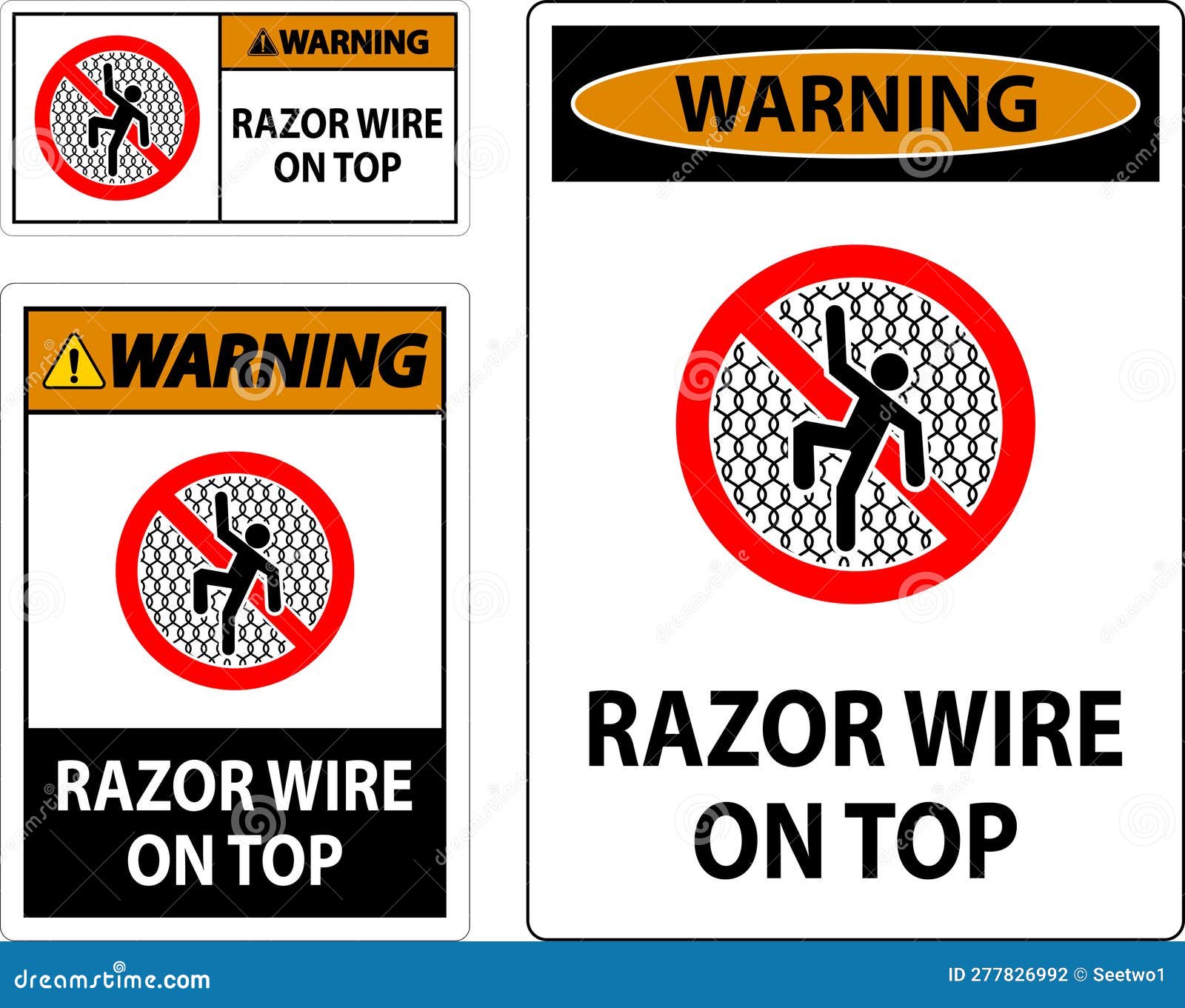 Symbol Warning Sign Razor Wire on Top Stock Vector - Illustration of ...