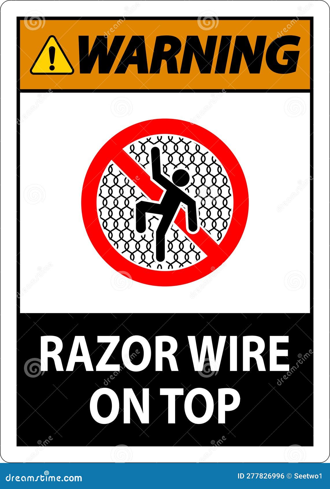 Symbol Warning Sign Razor Wire on Top Stock Vector - Illustration of ...