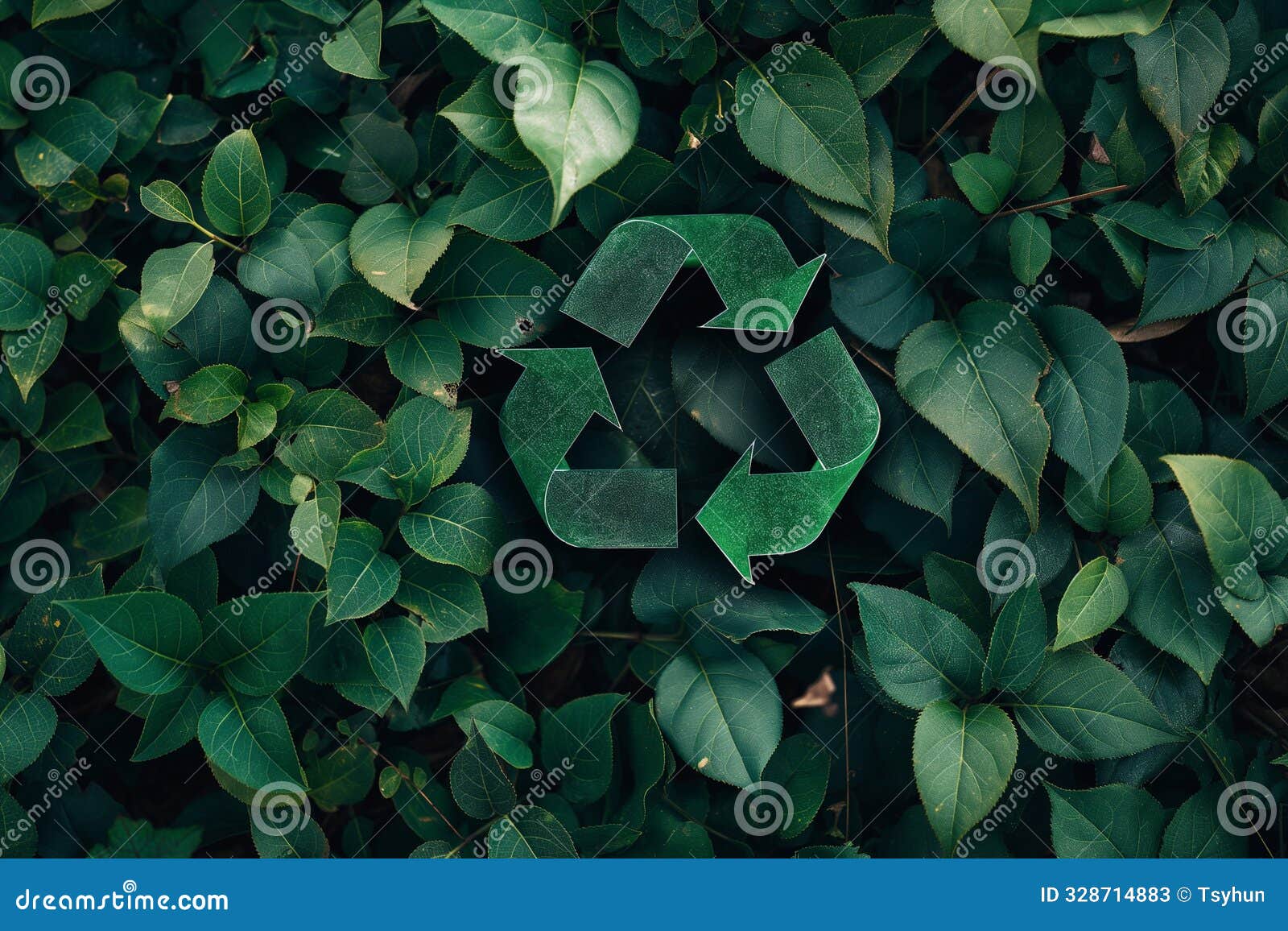 A Symbol of Waste Recycling with Green Leaves Stock Illustration ...